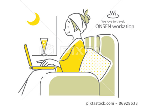 Worcation A simple and stylish line art... - Stock Illustration ...