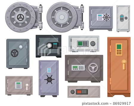 Cartoon metal safe boxes with code locks, bank... - Stock Illustration ...