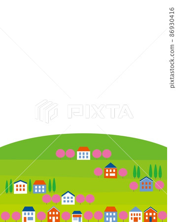 Spring landscape flowers cityscape - Stock Illustration [86930416] - PIXTA