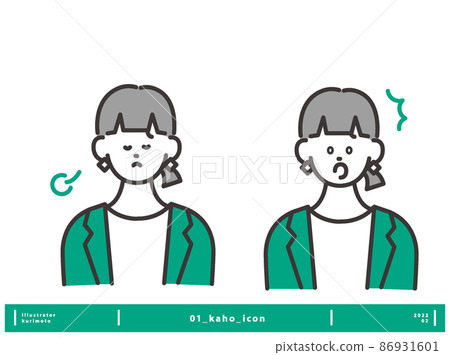A sighing and surprised expression, a young... - Stock Illustration ...