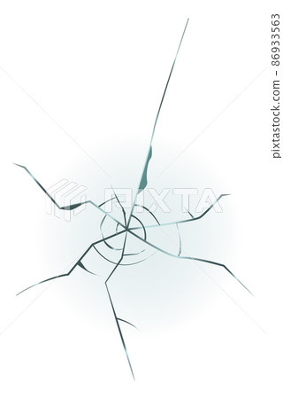 Broken glass. Realistic break cracks. Hit mark - Stock Illustration ...
