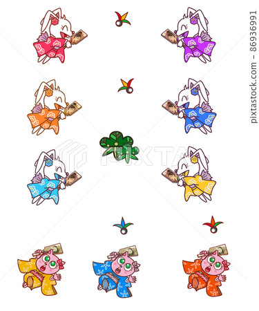 Hanetsuki, character, new year, background,... - Stock Illustration ...