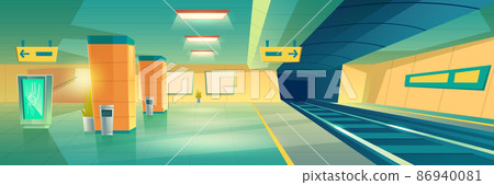 Subway, metro underground station interior vector - Stock Illustration ...