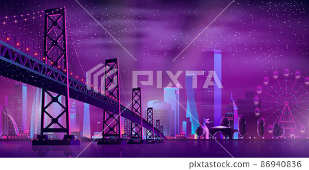 Vector hinged bridge to amusement park-插圖素材 [86940836] - PIXTA圖庫