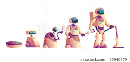 Vector evolution of robots, vacuum cleaner concept - Stock Illustration ...