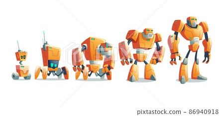 Robots evolution line cartoon vector concept - Stock Illustration ...