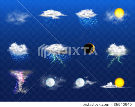 Vector 3d realistic weather forecast, metcast... - Stock Illustration ...