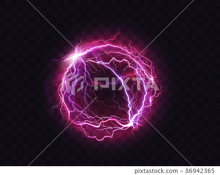 Electric ball lightning circle strike impact place - Stock Illustration ...