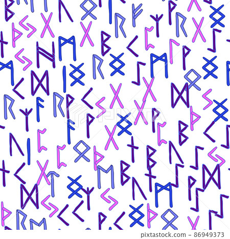 Seamless pattern with magic rune symbols - Stock Illustration [86949373 ...