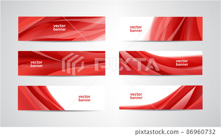Vector set of abstract silk wavy headers, red... - Stock Illustration ...