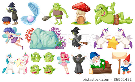 Set of fantasy fairy tale characters and elements - Stock Illustration ...