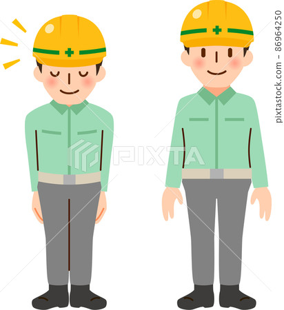 Bowing Construction Worker - Stock Illustration [86964250] - PIXTA