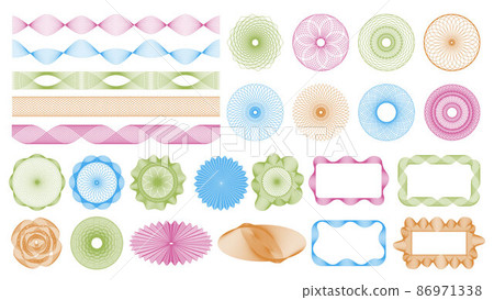 Guilloche pattern watermarks, geometric money... - Stock Illustration ...