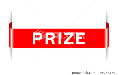 Red color inserted label banner with word prize... - Stock Illustration ...