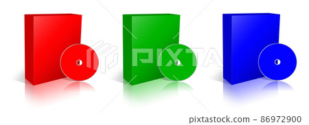Three RGB Software Boxes blank template red,... - Stock Illustration ...