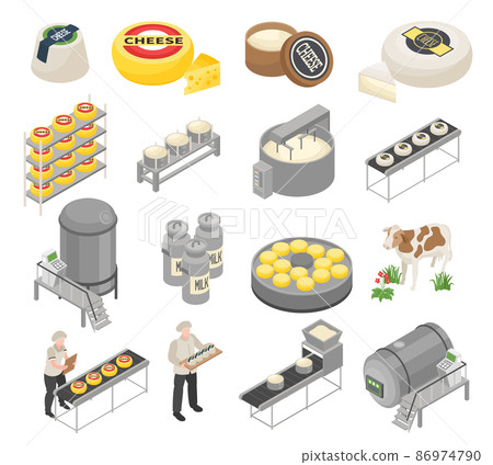 Cheese Production Icons Collection - Stock Illustration [86974790] - PIXTA