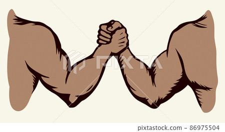 Hand wrestling contest. Vector drawing - Stock Illustration [86975504 ...