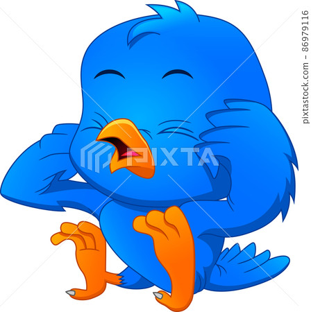 cartoon cute bird crying on white background - Stock Illustration ...
