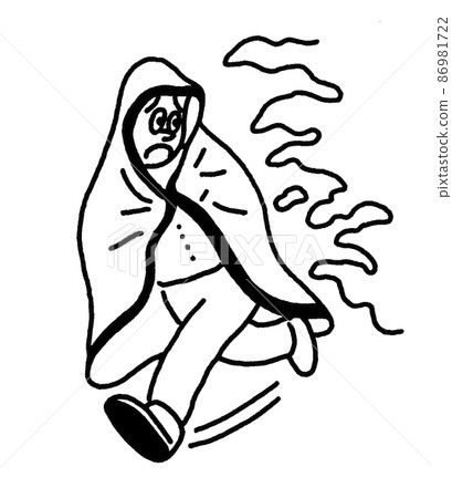 Hand-painted line drawing: People evacuating... - Stock Illustration ...