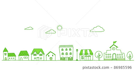 Townscape landscape hand-painted texture... - Stock Illustration ...
