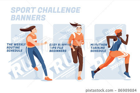 3 banner designs to advertise a running or... - Stock Illustration ...