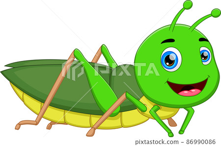 cartoon grasshopper posing and smiling - Stock Illustration [86990086 ...