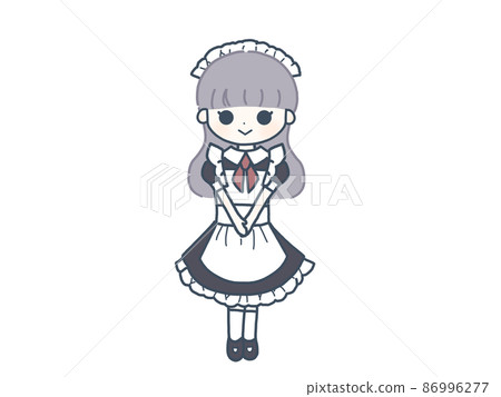 Maid gray color whole body - Stock Illustration [86996277] - PIXTA