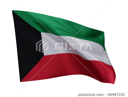 3d illustration flag of Kuwait. Kuwaiti high... - Stock Illustration ...