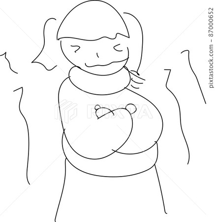 Sketch of a girl shivering in the cold - Stock Illustration [87000652 ...