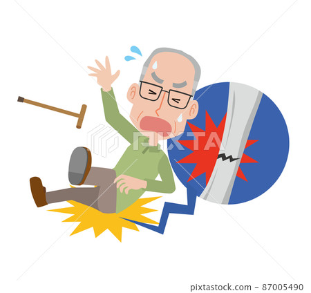 An elderly man who falls and fractures - Stock Illustration [87005490 ...