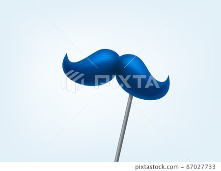 Blue moustache on a stick. 3D vector illustration - Stock Illustration ...