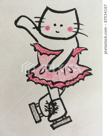 Figure skating cat - Stock Illustration [87034187] - PIXTA