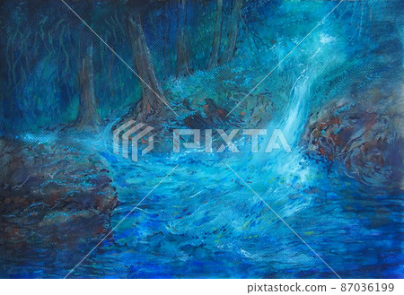 Blue mountain stream - Stock Illustration [87036199] - PIXTA