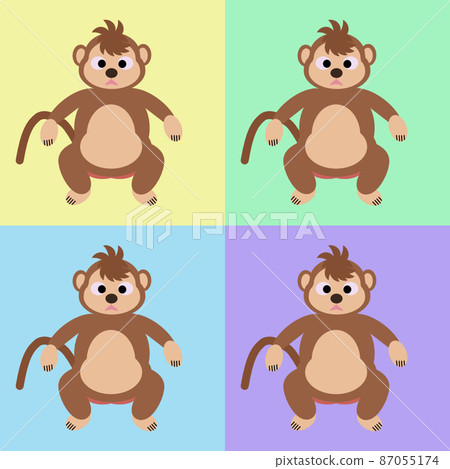 4 colors of overweight monkey background - Stock Illustration [87055174 ...