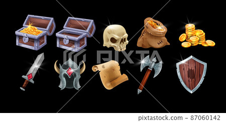 Medieval game interface icon set, vector magic... - Stock Illustration ...