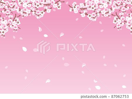 Pink background with spring cherry blossoms and... - Stock Illustration ...