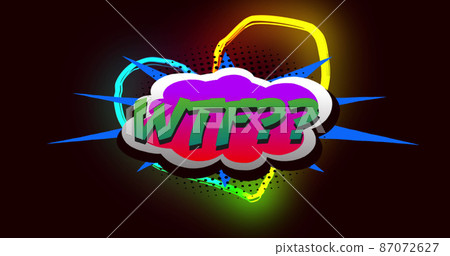 Image of wtf text over neon heart on black... - Stock Illustration ...
