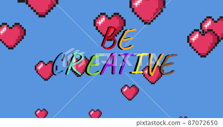 Image of be creative text and hearts over blue... - Stock Illustration ...