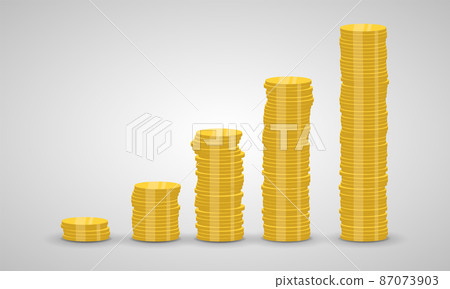 Stack of coins rising - concept of money growth... - Stock Illustration ...
