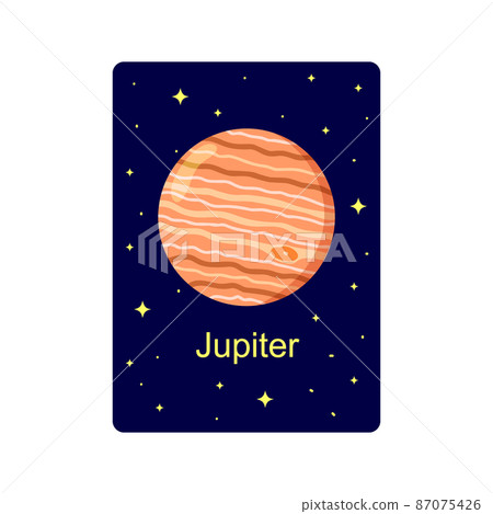 Flashcard for kids with Jupiter planet on dark... - Stock Illustration ...