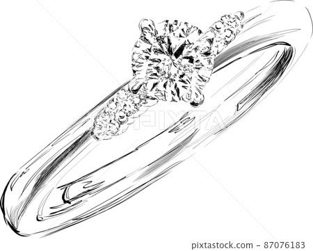 Diamond ring line drawing - Stock Illustration [87076183] - PIXTA
