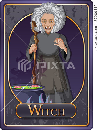 Old witch character game card template - Stock Illustration [87080515 ...