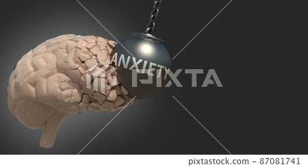 Brain hit by wrecking ball with Anxiety text,...-插圖素材 [87081741] - PIXTA圖庫