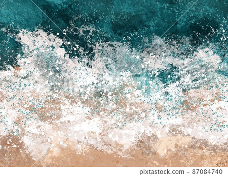 Boho Sea Beach with Waves Print. Abstract... - Stock Illustration ...
