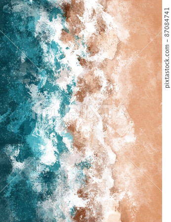 Boho Sea Beach with Waves Print. Abstract... - Stock Illustration ...
