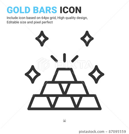 Gold bars icon vector with outline style... - Stock Illustration ...