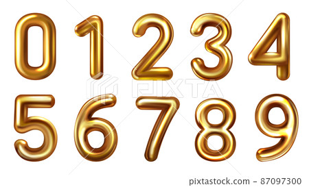 Set of 3d golden numbers on white backgroun - Stock Illustration ...