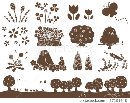 Spring material single color stencil - Stock Illustration [87101548 ...