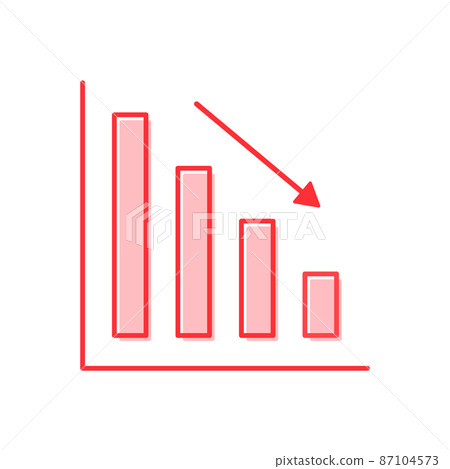 Red arrow and bar graph falling to the... - Stock Illustration ...