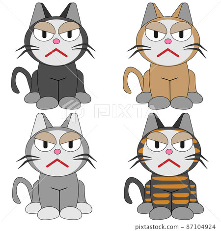 Angry cat icon (4 types) - Stock Illustration [87104924] - PIXTA